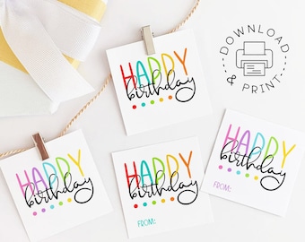 Printable Gift Tags / Happy Birthday Gift Tag / Birthday Gift Labels in ...