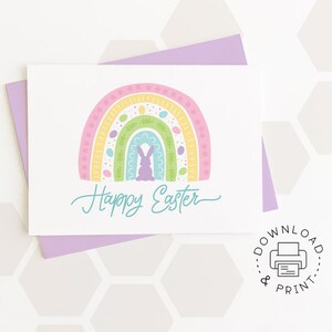 Happy Easter Printable Card / Easter Rainbow Card Template / Instant ...