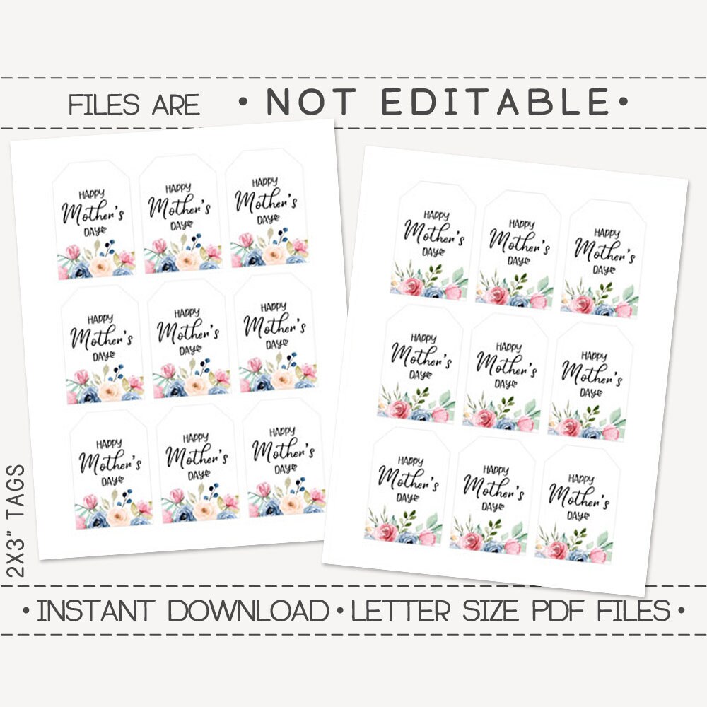 Printable Gift Tags / Happy Mother's Day Gift Tag / Floral - Etsy