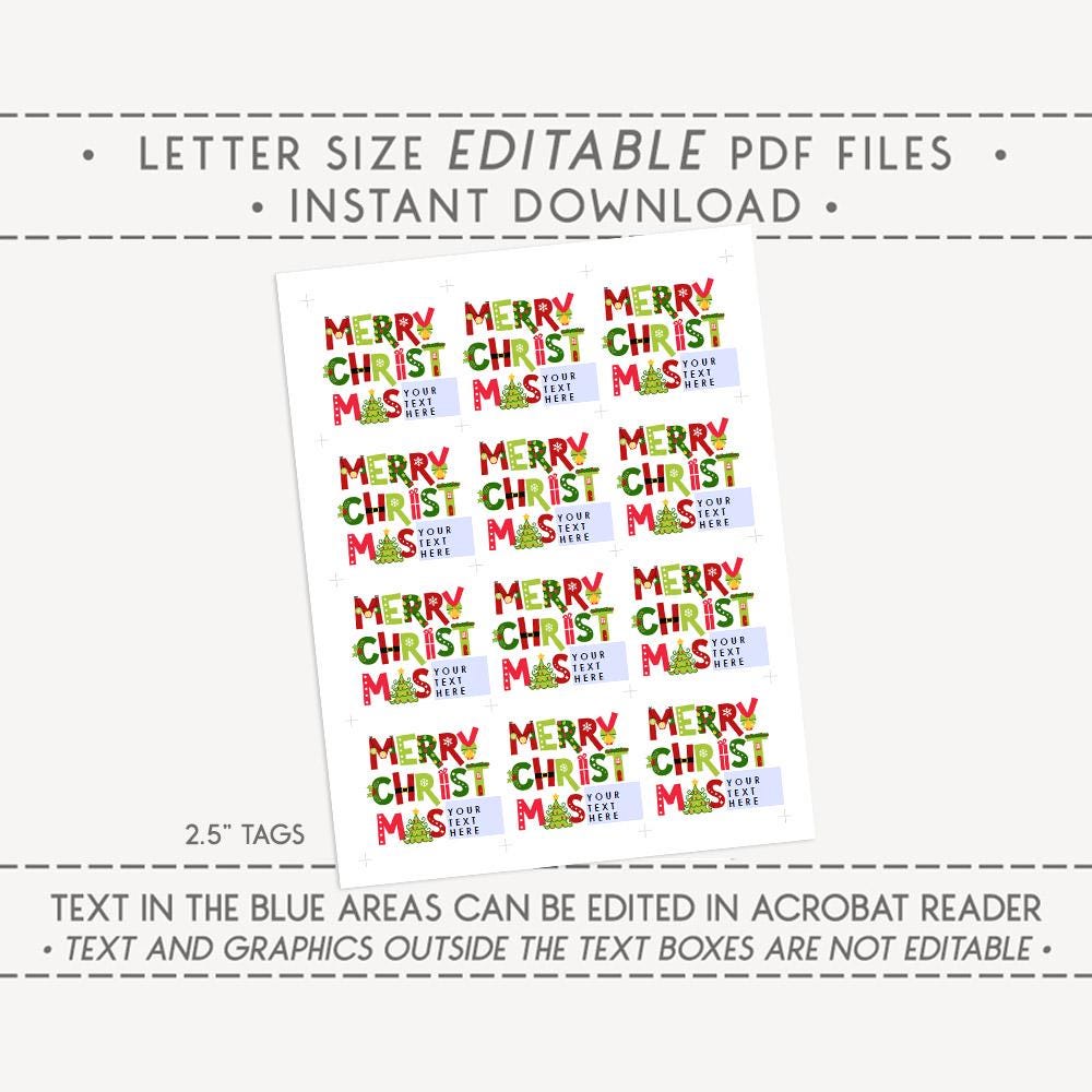 Editable Christmas Gift Tags, Printable Holiday Tags (PDF) - Etsy