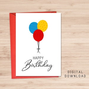 Set of 4 Printable Birthday Cards / Happy Birthday Card / | Etsy