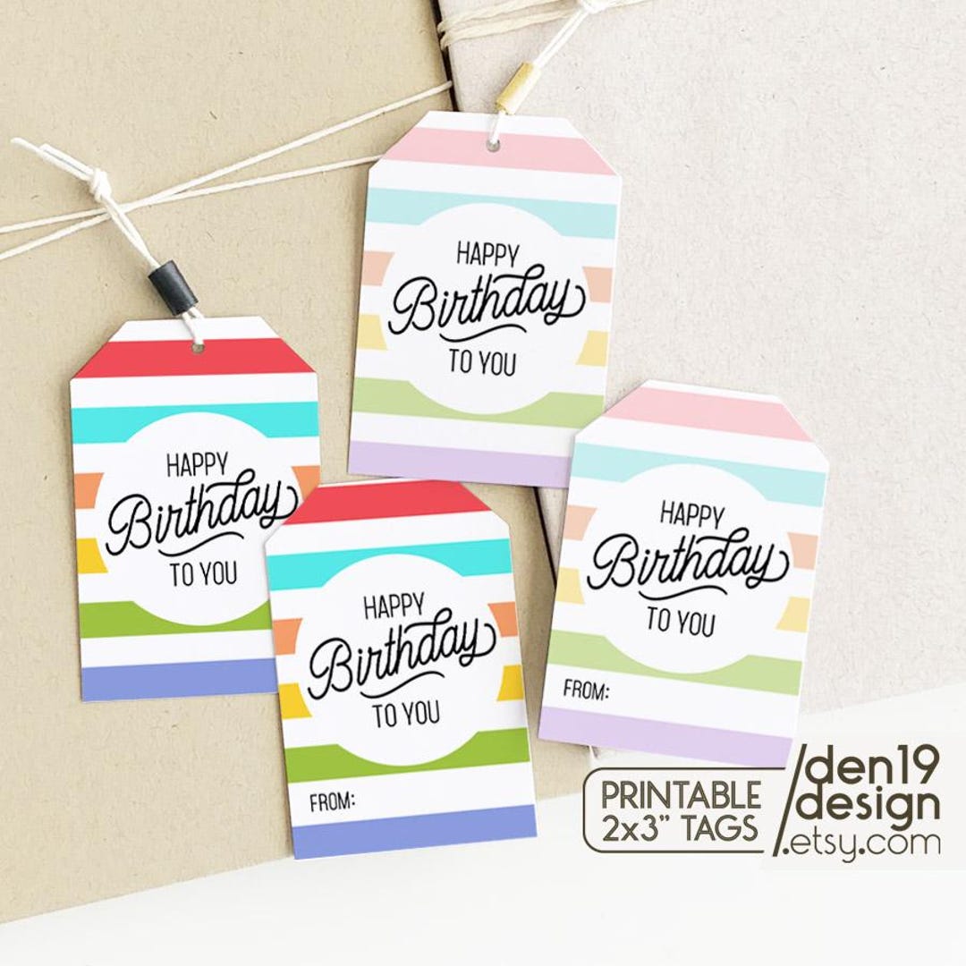 Printable Gift Tags / Happy Birthday Gift Tag / Birthday Gift Labels in ...
