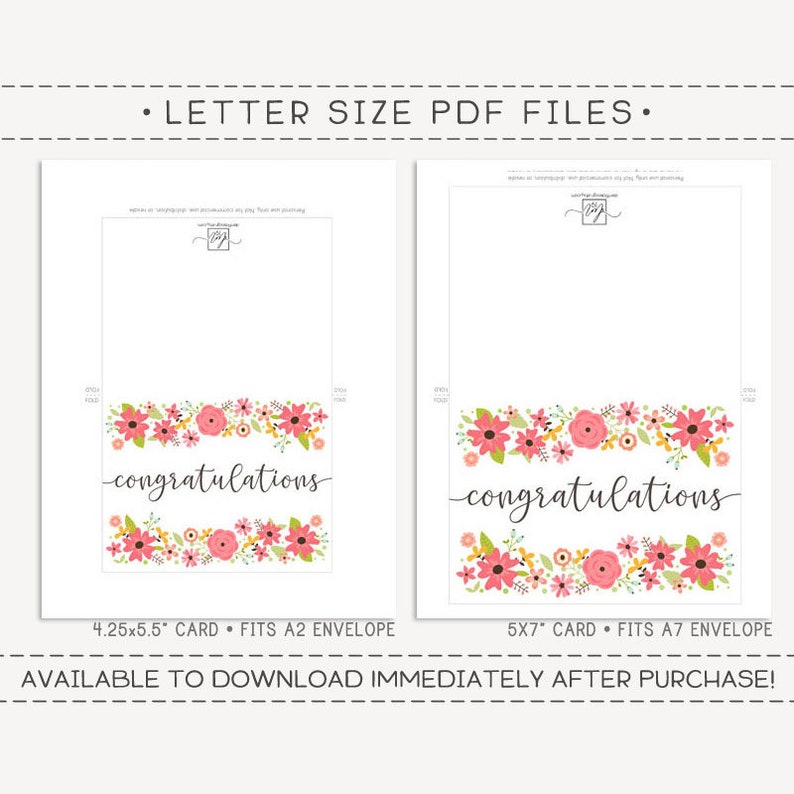 Congratulations Printable Card / Instant Download PDF / Card - Etsy