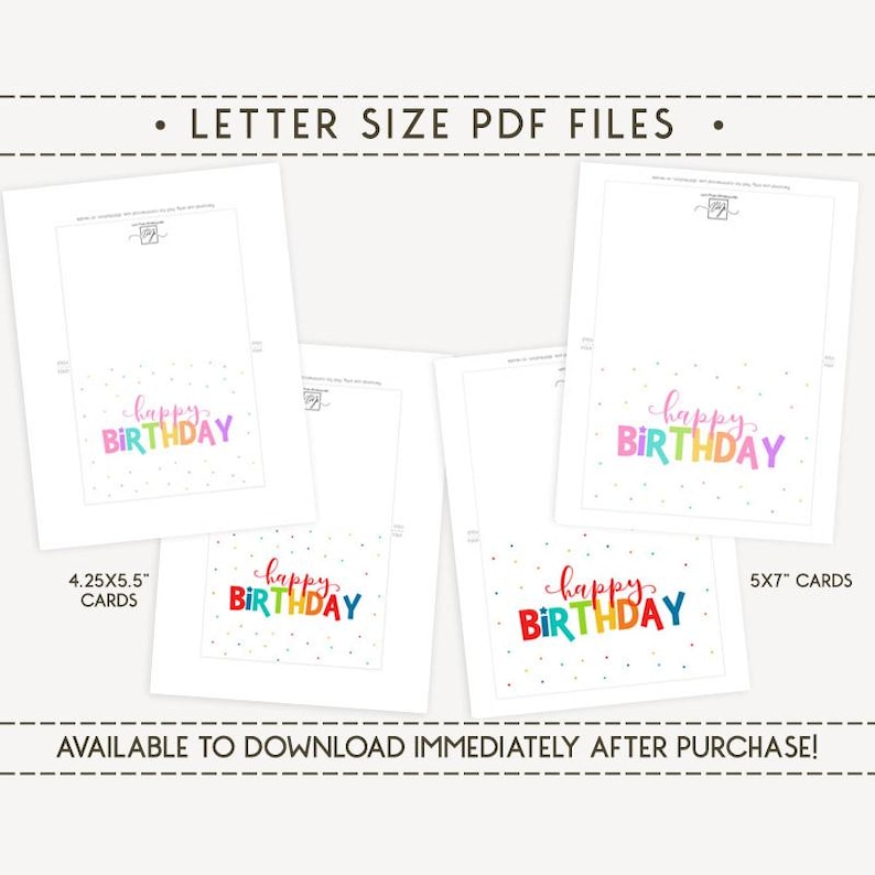 Set of 2 Printable Happy Birthday Cards / Instant Download / Card ...