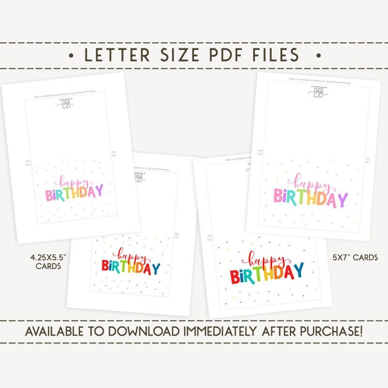 Set of 2 Printable Happy Birthday Cards / Instant Download / Card ...