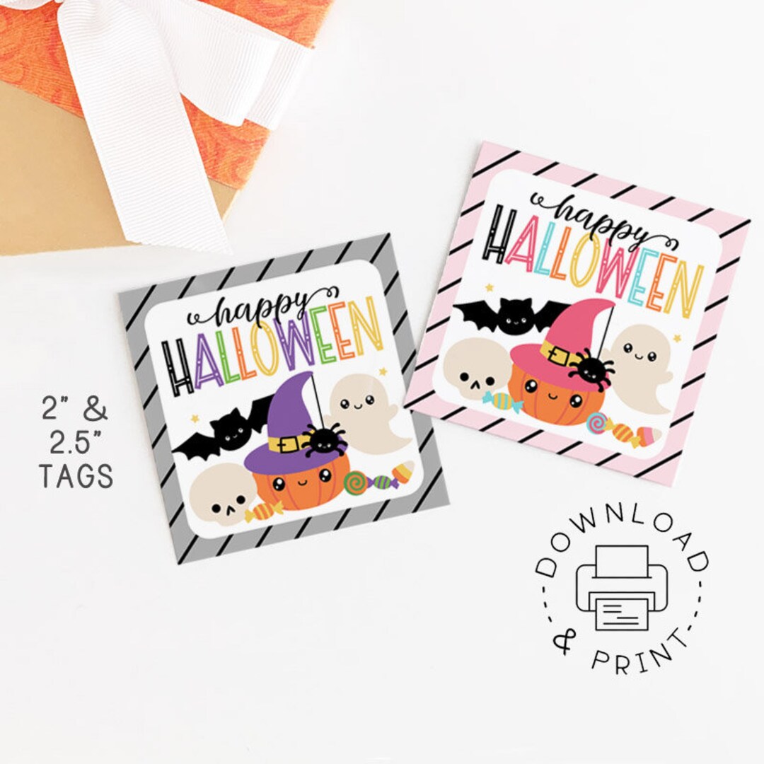 Printable Happy Halloween Gift Tags / Square Favor Tag / - Etsy