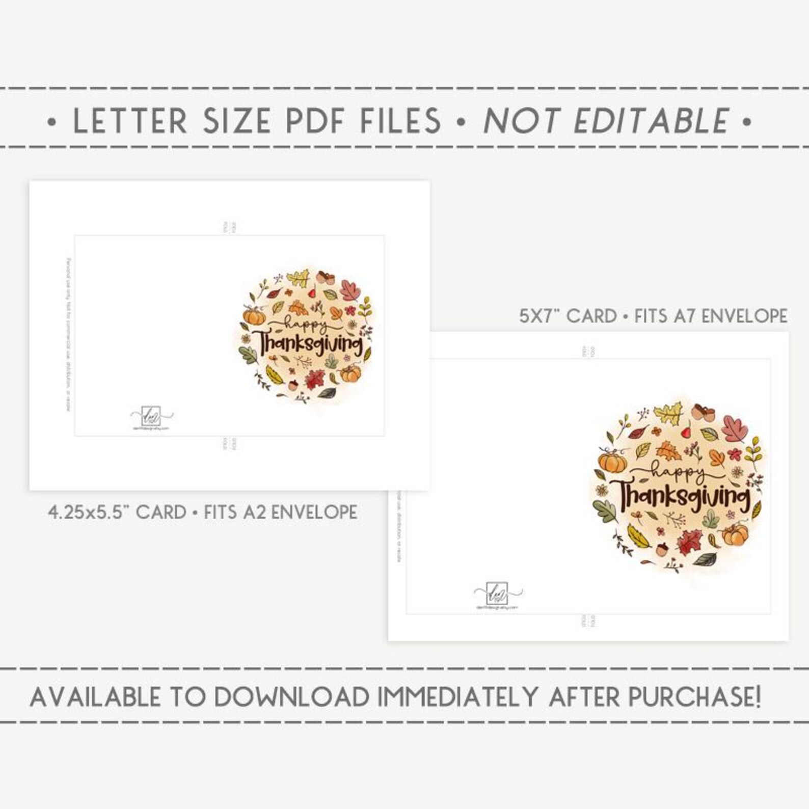 Printable Happy Thanksgiving Card / Instant Download PDF Card Template ...