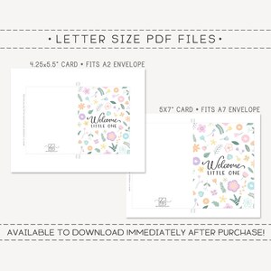 Welcome Little One Printable Card / Pastel Flowers Baby Card Template ...