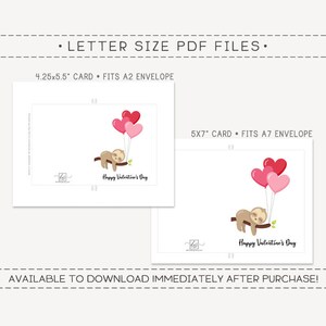 Happy Valentine's Day Printable Card / Instant Download PDF / Sloth ...