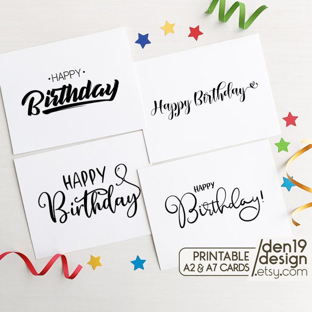 Minimalist Birthday Card Set: Printable Happy Birthday Cards (PDF) - Etsy