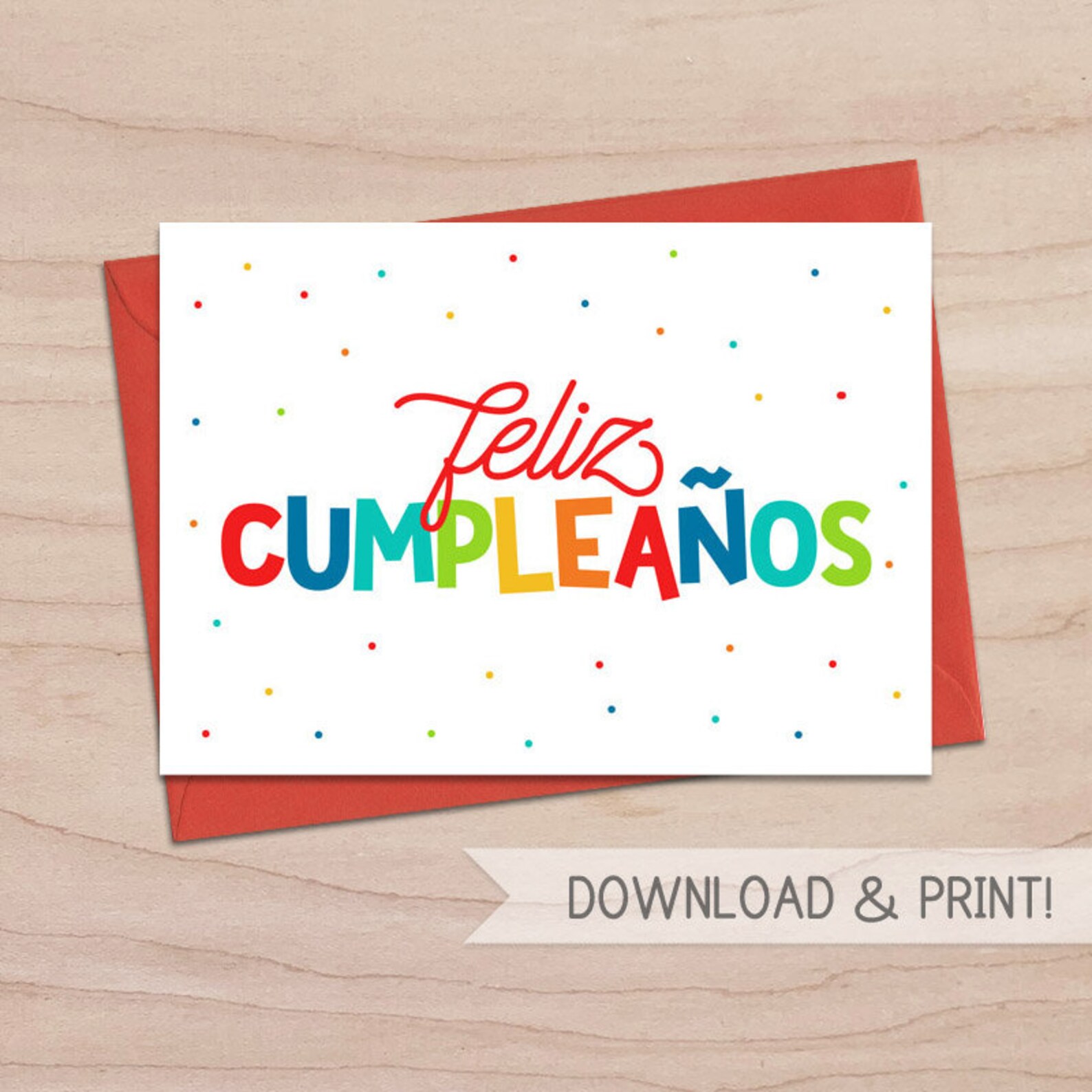 Feliz Cumpleanos / Happy Birthday Printable Card / Instant - Etsy