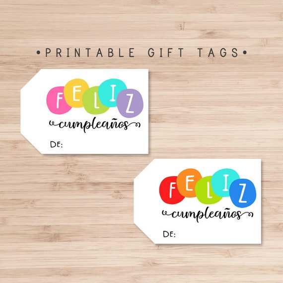 Printable Gift Tags / Feliz Cumpleaños / Spanish Happy | Etsy