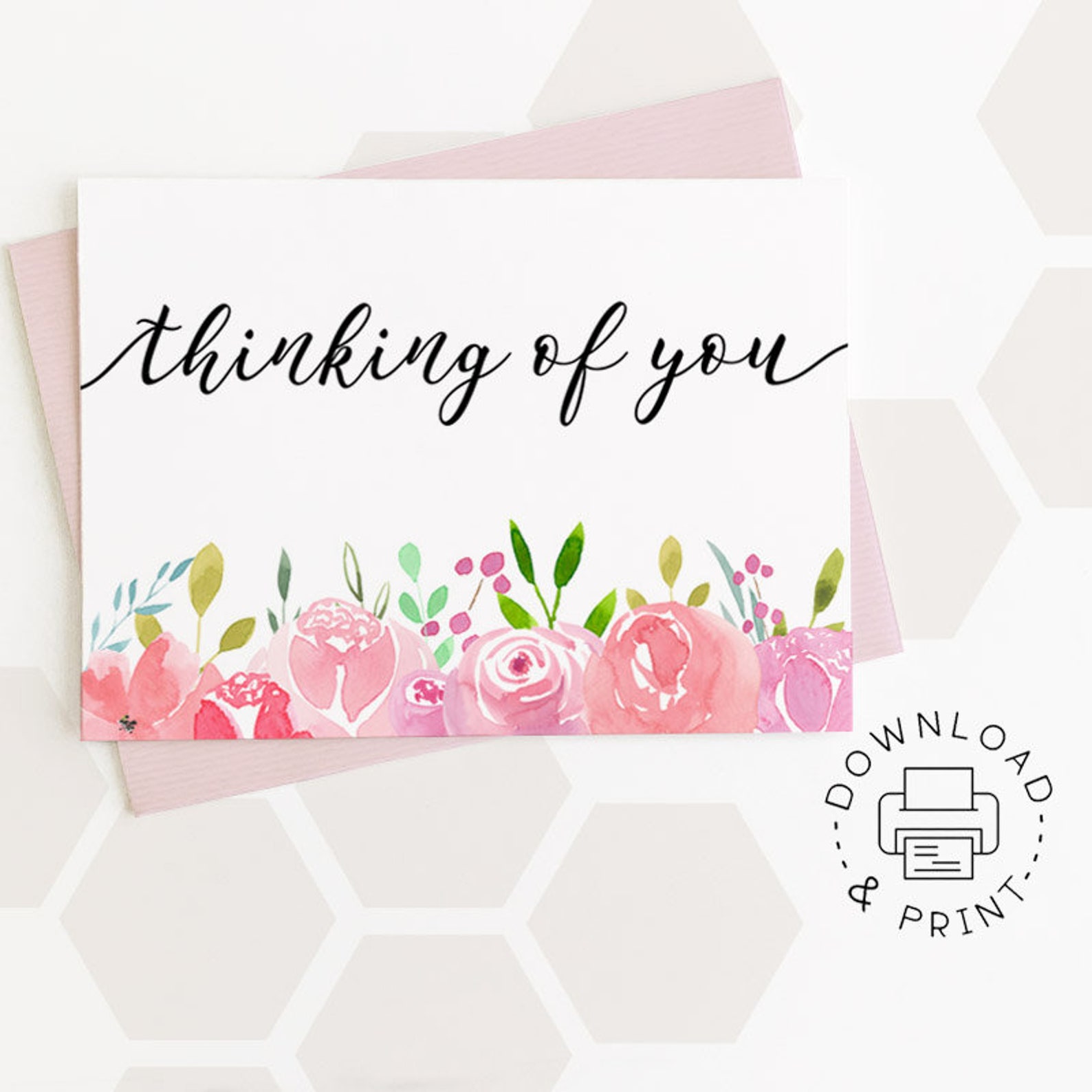 Thinking of You Printable Card / Instant Download PDF / Card - Etsy