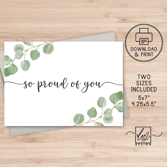 So Proud of You Printable Card / Instant Download PDF / | Etsy