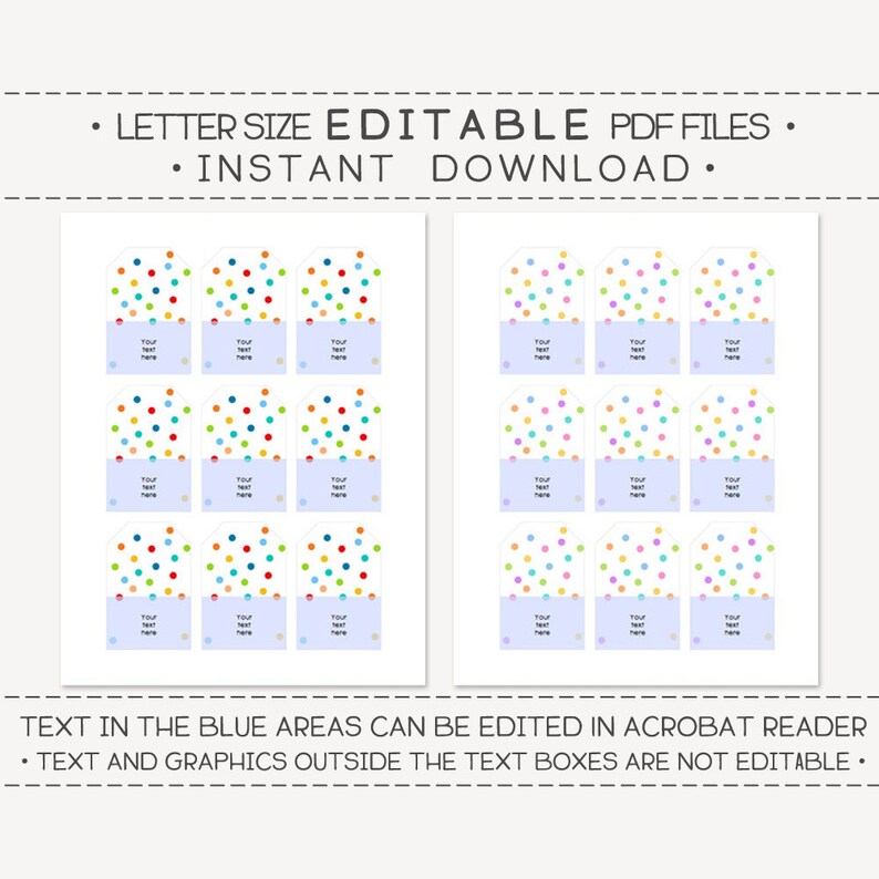 Editable & Printable Gift Tags / Confetti Gift Tags / Favor - Etsy