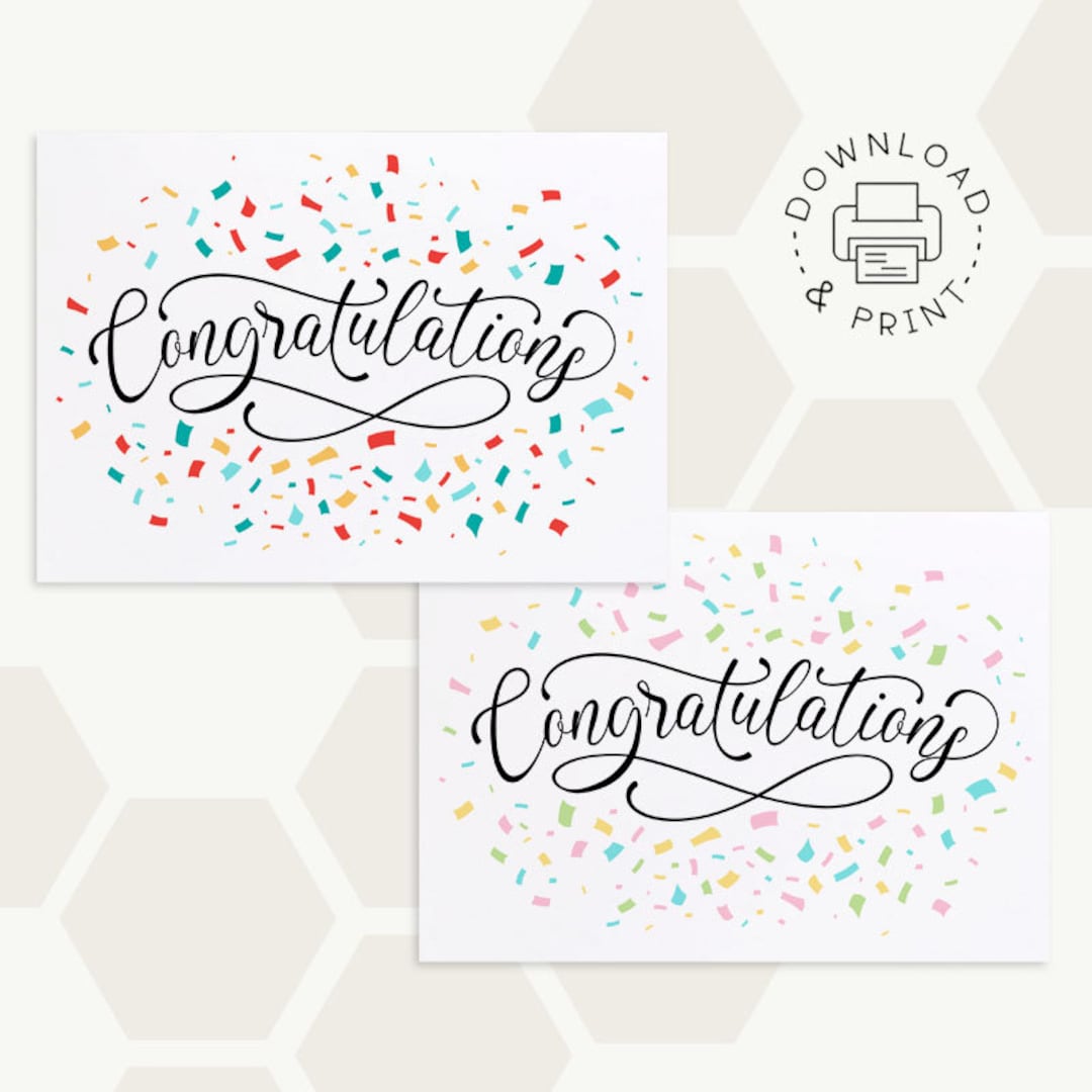 Congratulations Printable Card / Instant Download PDF / Card Template ...
