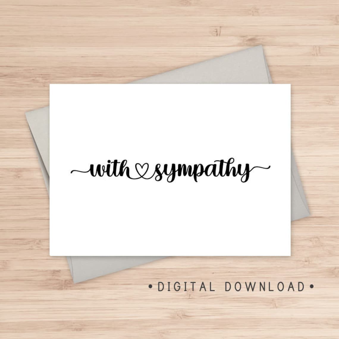 With Sympathy Printable Card / Instant Download PDF / Card | Etsy