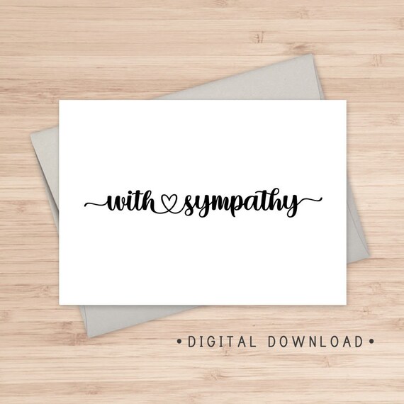 With Sympathy Printable Card / Instant Download PDF / Card | Etsy