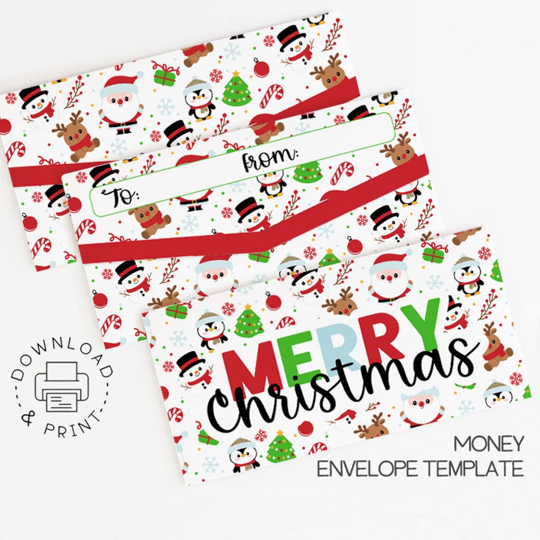 Printable Christmas Money Gift Envelope / Kawaii Cash Holder / Instant ...