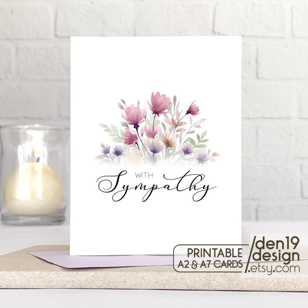 With Sympathy Printable Card / Instant Download PDF / Condolences Card ...