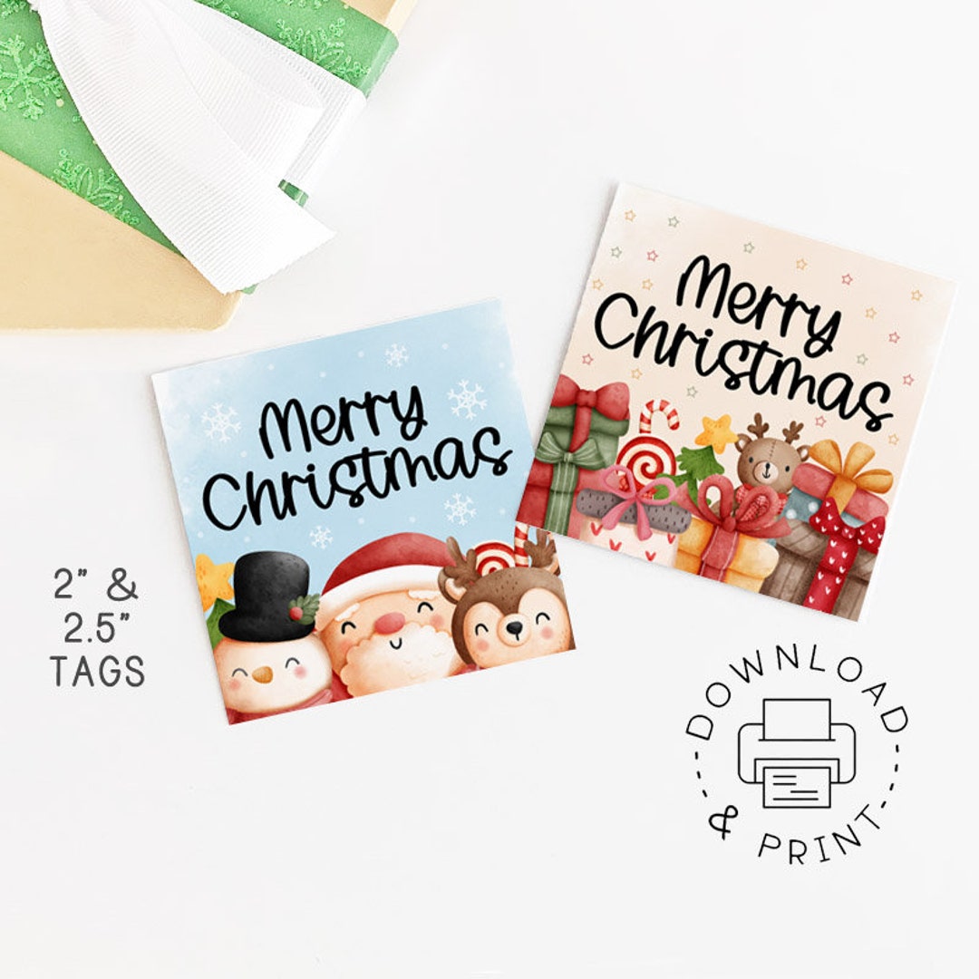 Printable Merry Christmas Gift Tags / Square 2 and 2.5 Tag - Etsy
