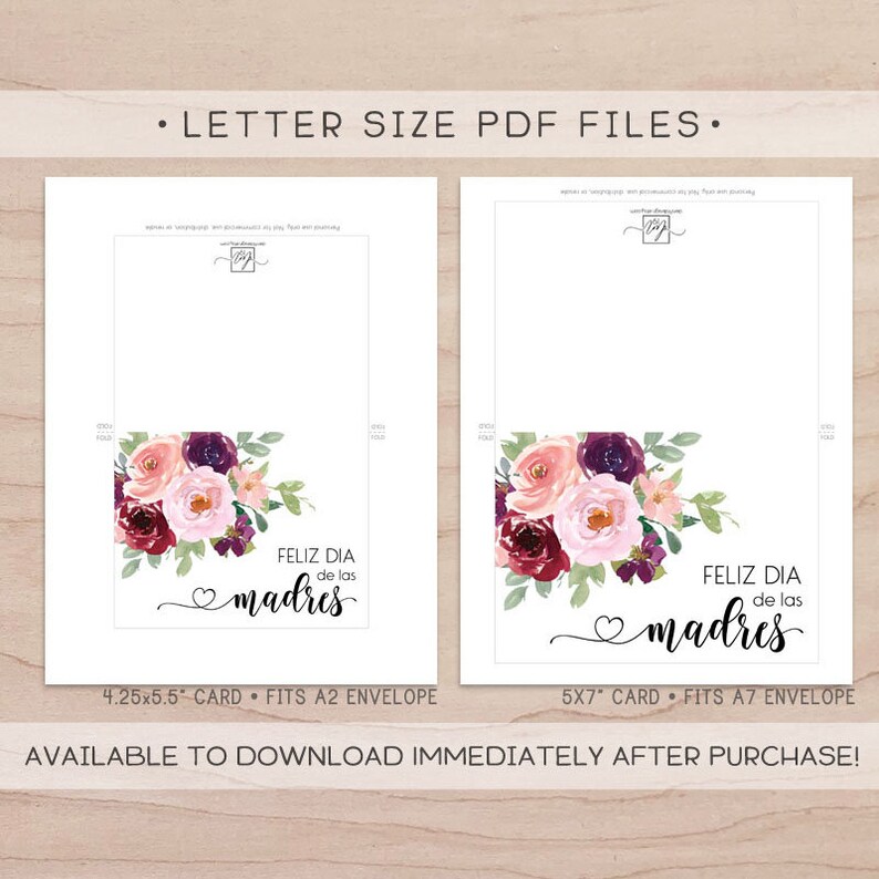 Feliz Día De Las Madres Printable Card / Spanish Mother's | Etsy
