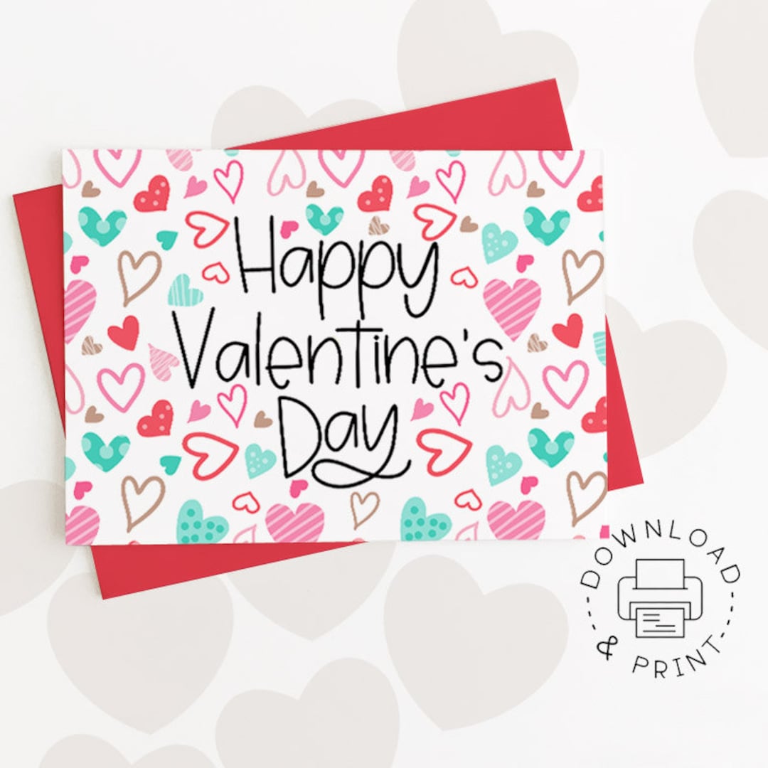 Happy Valentine's Day Printable Card / Instant Download PDF / Card ...