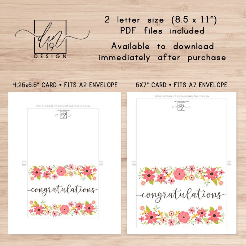 Congratulations Printable Card / Instant Download PDF / Card | Etsy