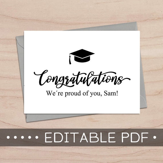 Editable & Printable Graduation Card / Instant Download PDF / | Etsy