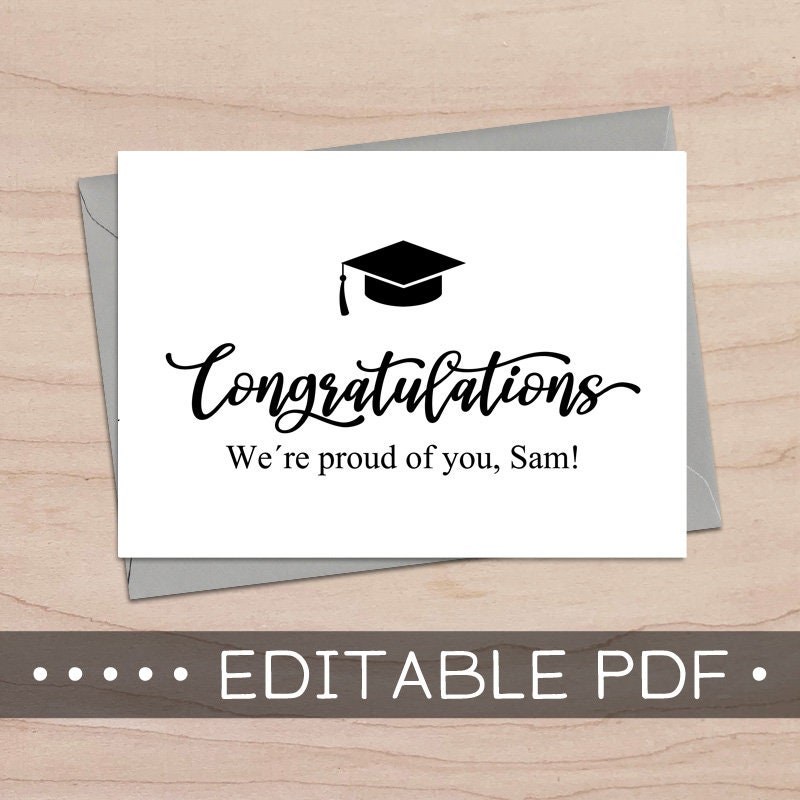 Editable & Printable Graduation Card / Instant Download PDF / | Etsy