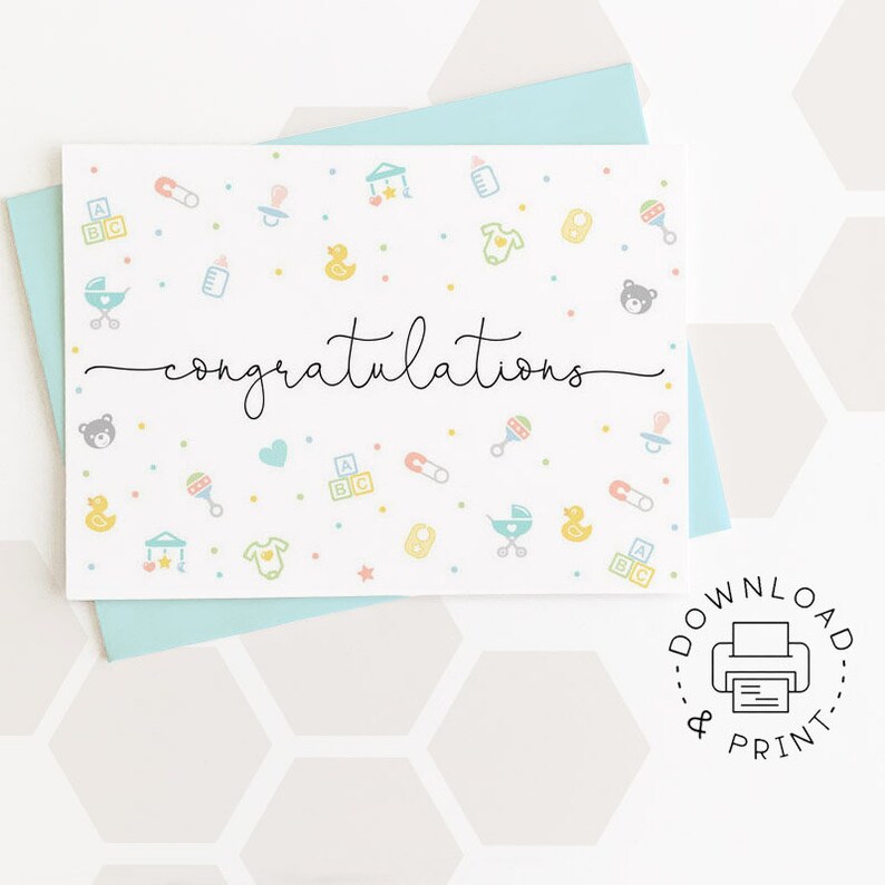 Congratulations Printable Card / Instant Download PDF / Baby - Etsy