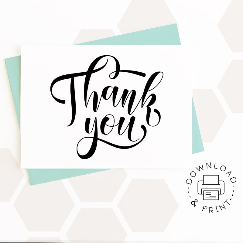 Thank You Printable Card / Instant Download PDF / Card Template - Etsy