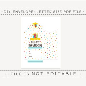 Printable Birthday Money Gift Envelope / Instant Download PDF - Etsy