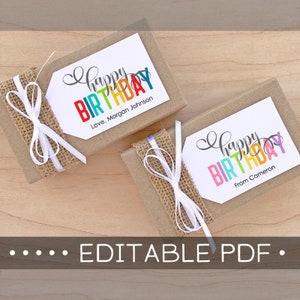 Editable & Printable Gift Tags / Happy Birthday Gift Tag / | Etsy