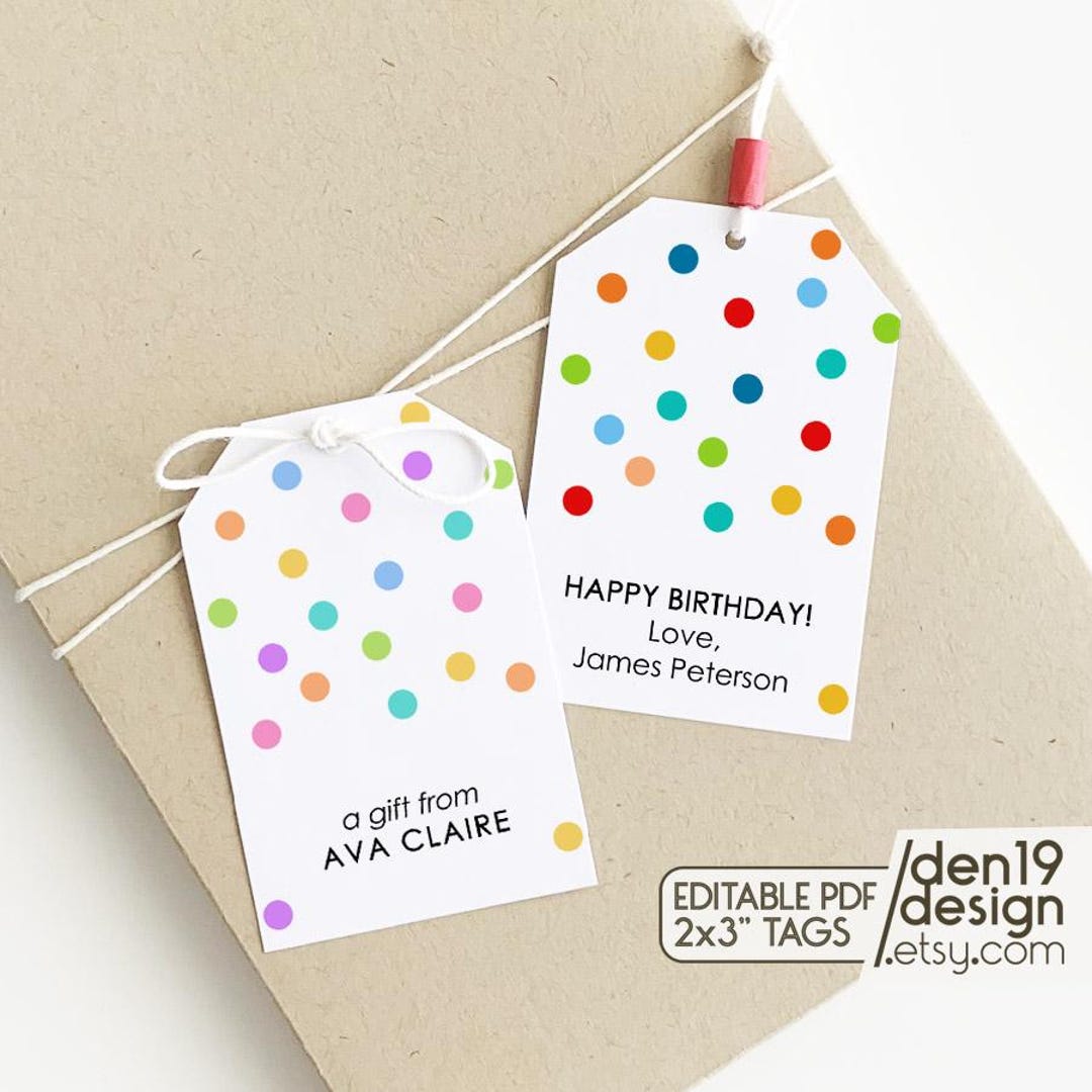 Editable & Printable Gift Tags / Confetti Gift Tags / Favor Tag ...