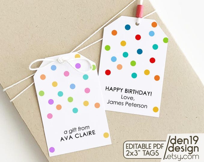 Printable Gift Tag, Confetti Tag Template / Editable Favor Tag ...