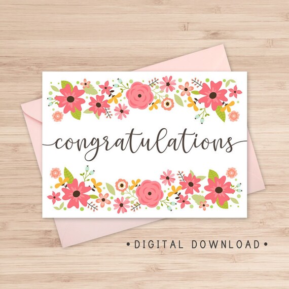 Congratulations Printable Card / Instant Download PDF / Card | Etsy
