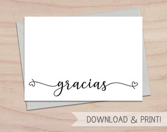 Gracias Printable Card / Spanish Card Template / Tarjeta | Etsy