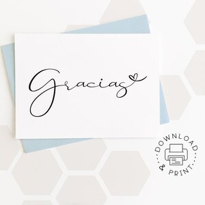 Gracias Printable Card / Spanish Card Template / Tarjeta Imprimible ...