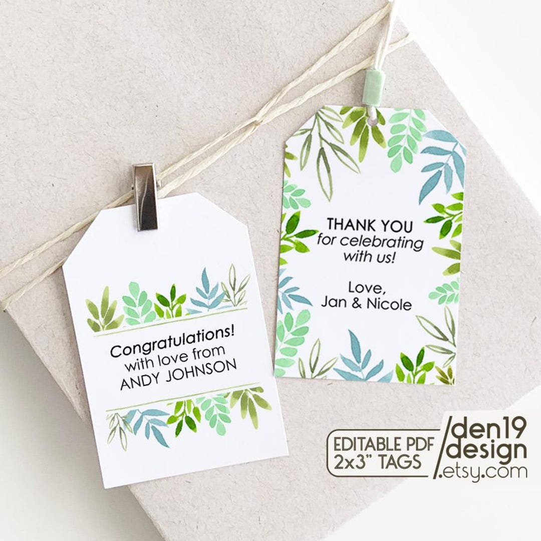Editable & Printable Gift Tags / Greenery Favor Tag Template - Etsy