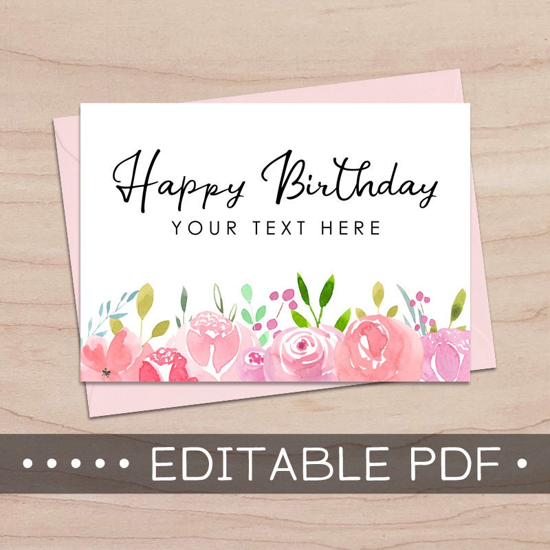 Editable & Printable Happy Birthday Card / Instant Download - Etsy Canada