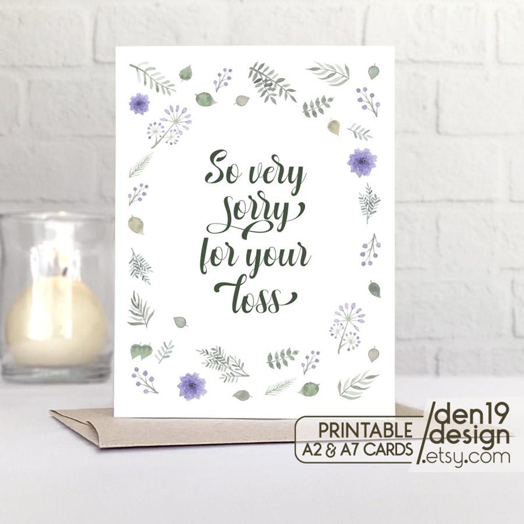 Printable Card so Very Sorry for Your Loss / Instant Download PDF ...