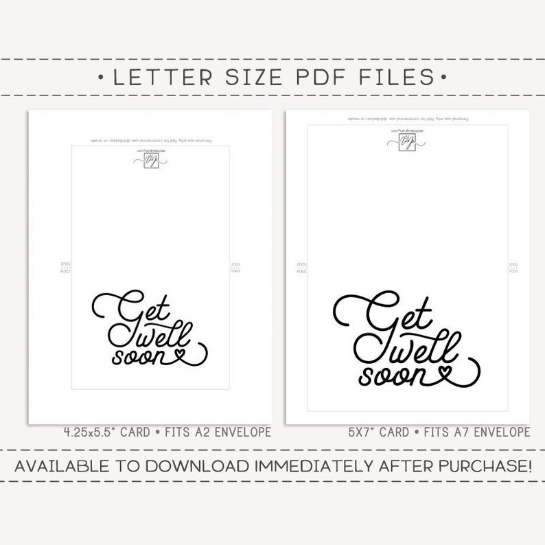 Get Well Soon Printable Card / Instant Download PDF / Get Well - Etsy