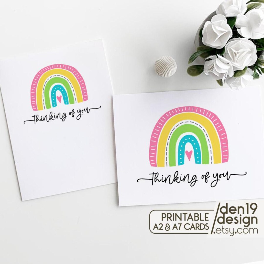 Thinking of You Printable Card / Instant Download PDF / Rainbow Card ...