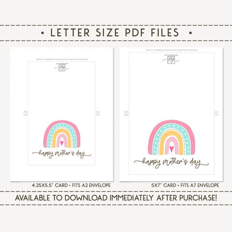 Happy Mother's Day Printable Card / Instant Download PDF / Rainbow Card ...