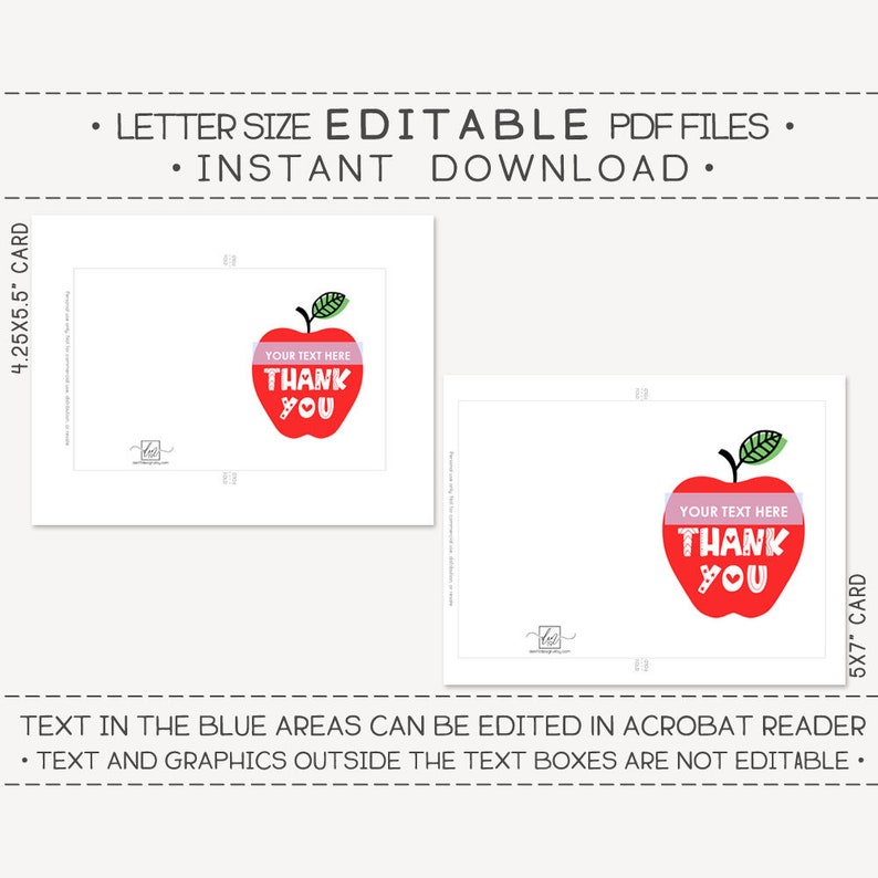 Editable & Printable Thank You Teacher Card / Instant Download - Etsy