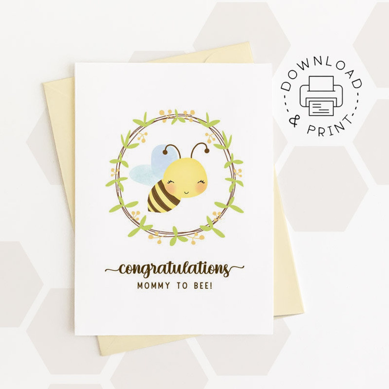 Printable Card Congratulations Mommy to Bee / Instant Download - Etsy