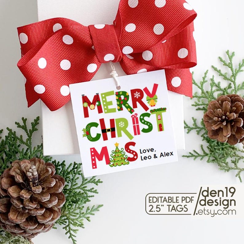 Editable Christmas Gift Tags, Printable Holiday Tags (PDF) - Etsy