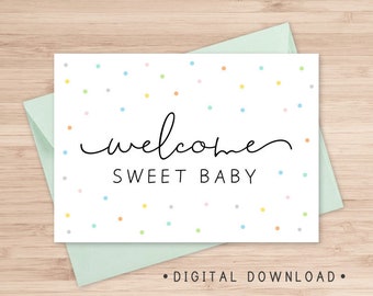 Welcome Baby Printable Card / Instant Download PDF / Card | Etsy