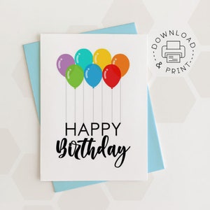 Set of 4 Printable Birthday Cards / Happy Birthday Card / Instant ...